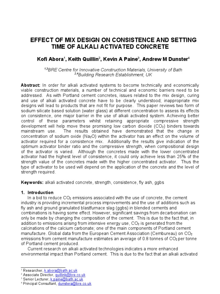 Alkali Activated Concrete | PDF | Cement | Concrete