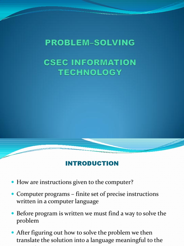 CXC CSEC Problem Solving | PDF | Control Flow | Algorithms
