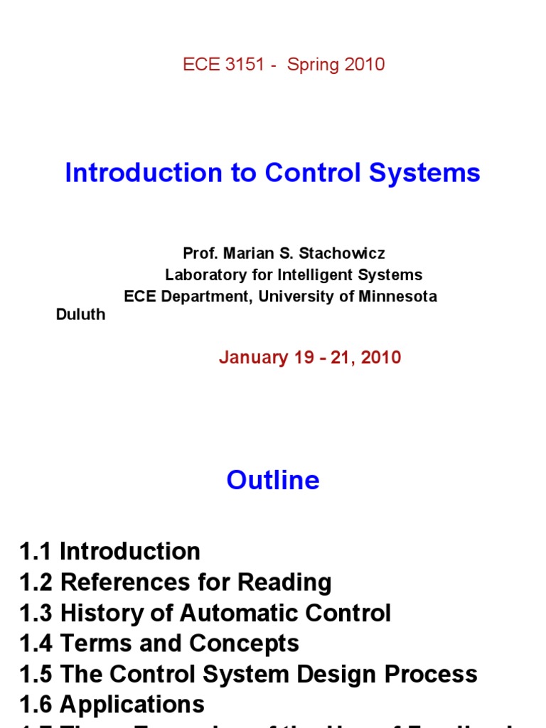 Intro To Control Systems | PDF | Control Theory | Feedback