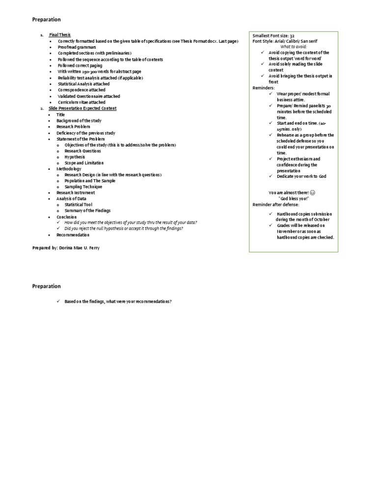 Final Thesis Defense Preparation | PDF | Thesis | Evaluation Methods