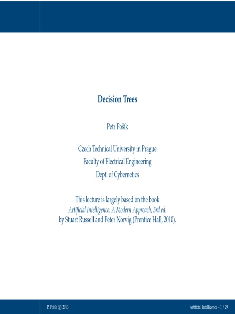 Decision Trees: Artificial Intelligence: A Modern Approach, 3rd Ed | Download Free PDF ...