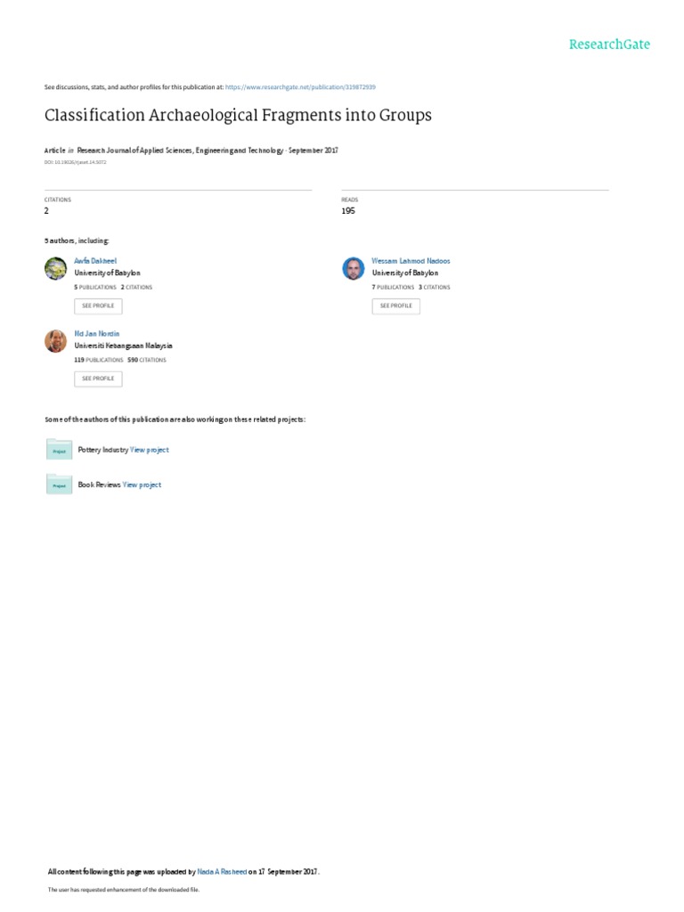 Classification Archaeological Fragments Into Groups | PDF | Cybernetics ...