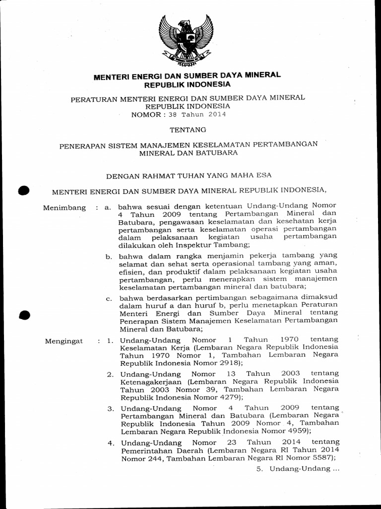 Permen ESDM No. 38 Tahun 2014 PDF | PDF