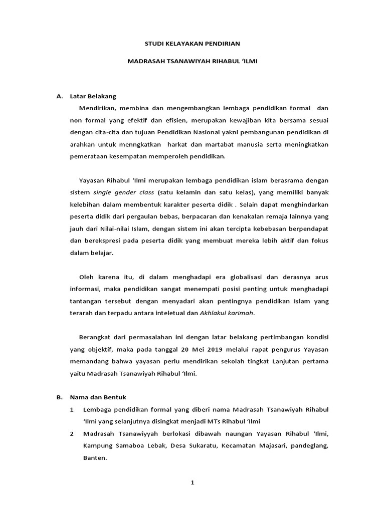 Studi Kelayakan Pendirian | PDF