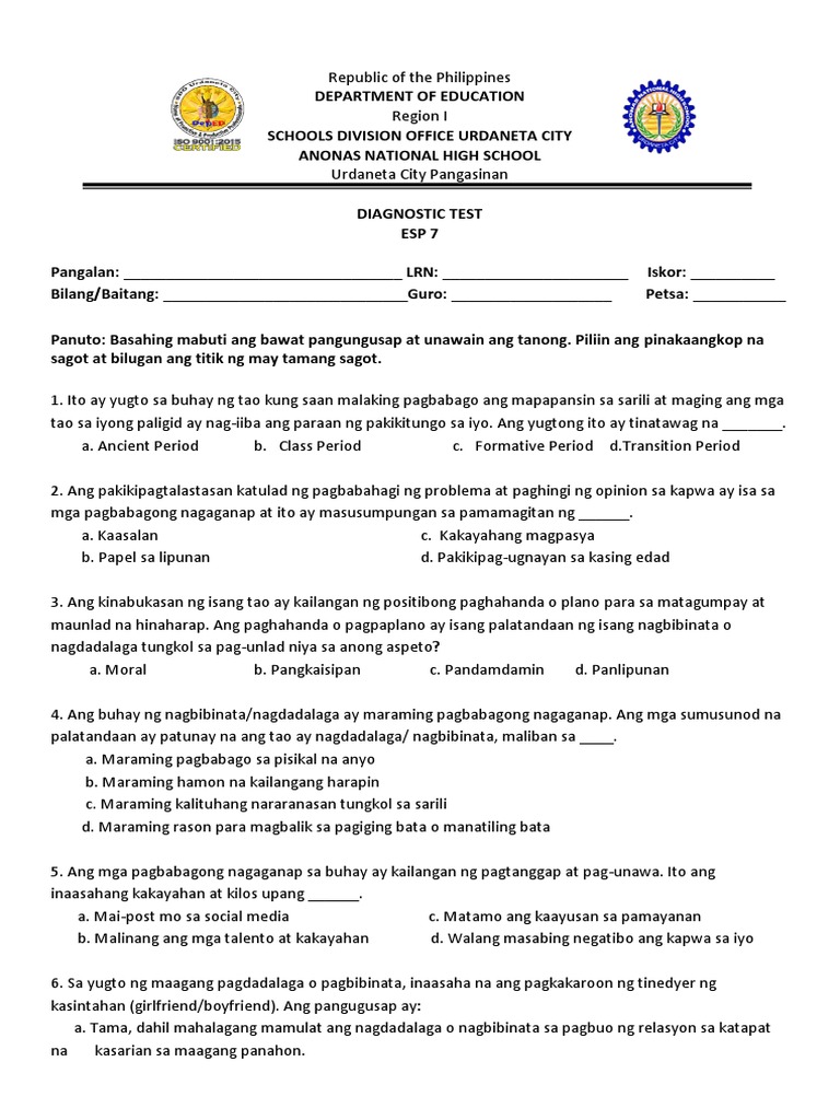 Esp7 Diagnostic Test