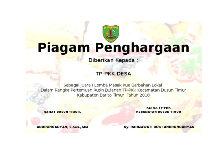 Piagam Penghargaan PKK | PDF