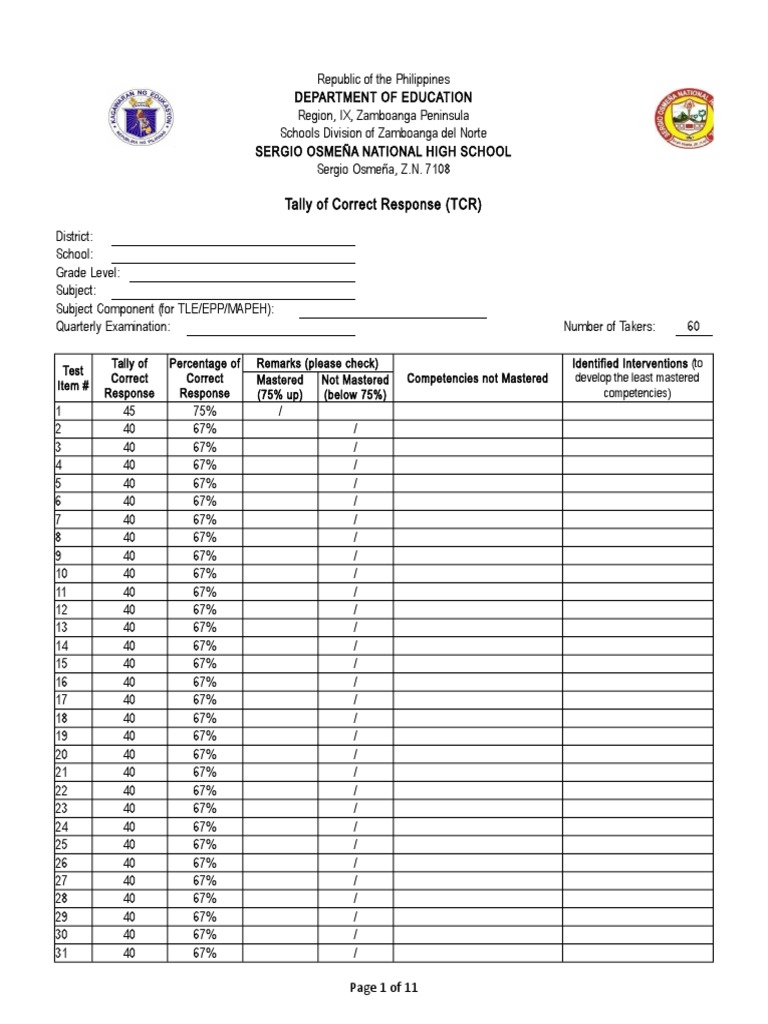 TCR English Overall 1 | PDF | Test (Assessment) | Statistics Of Education