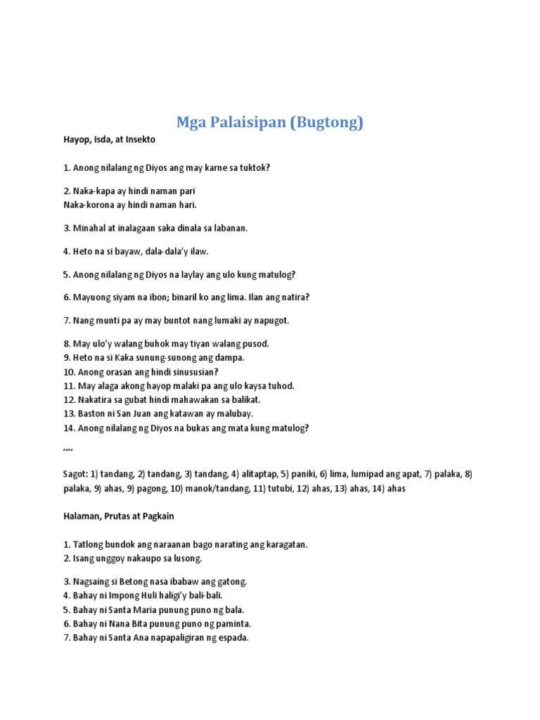Mga Palaisipan | PDF