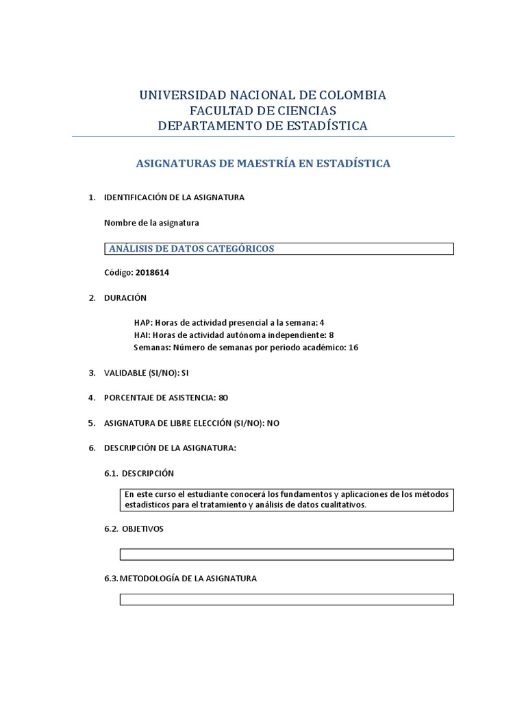 ME2018614-Analisis Datos Categoricos | PDF | Estadísticas | Método ...