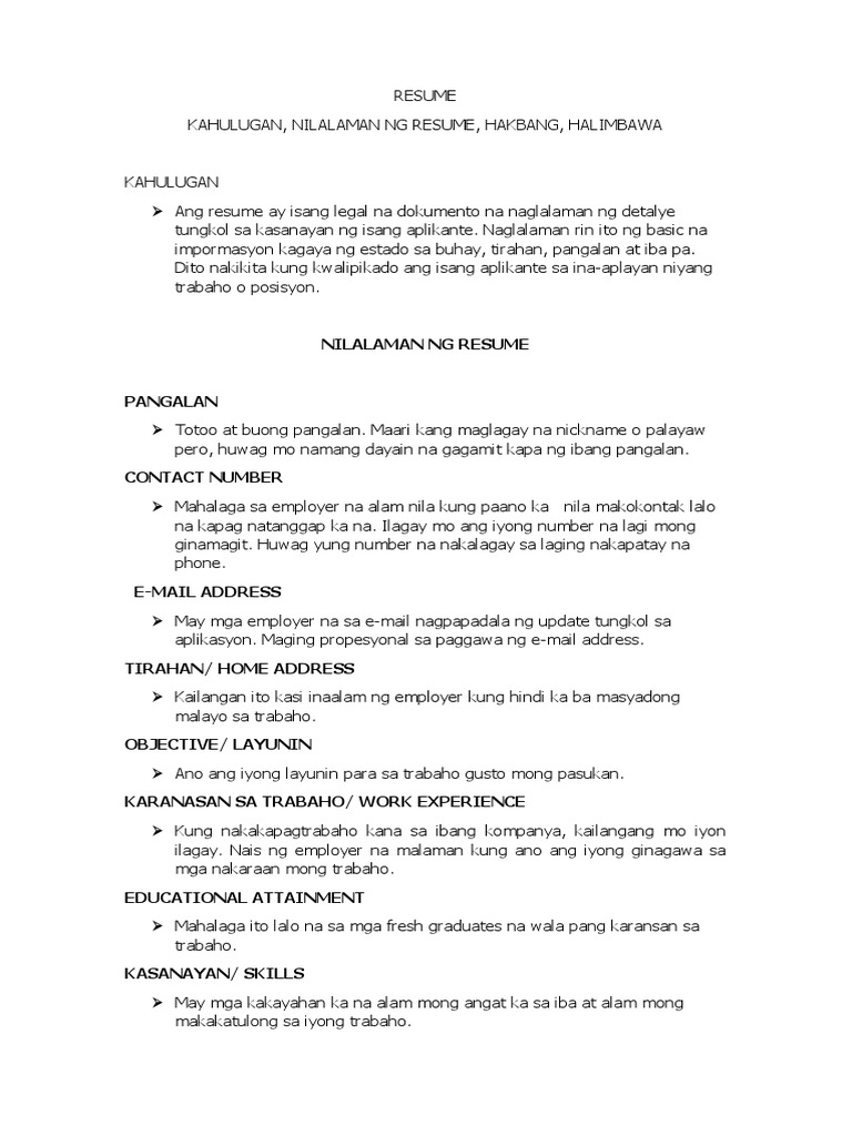 Resume Ni Magat | PDF