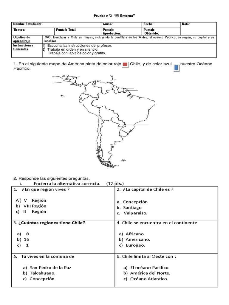 Prueba Historia Mapa | PDF