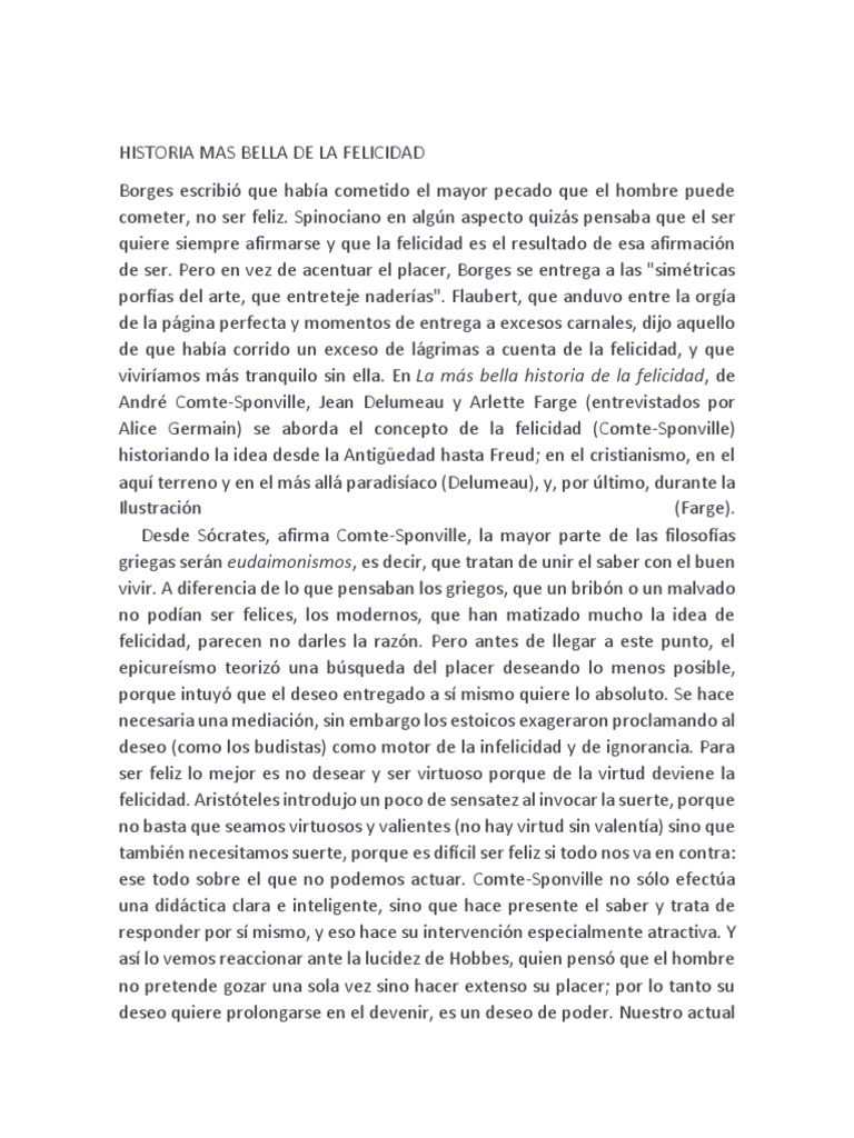 Historia Mas Bella de La Felicidad | PDF | Felicidad | Immanuel Kant