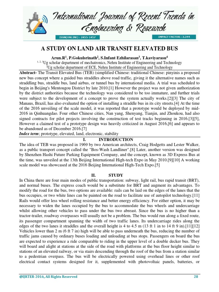 Transit Elevated Bus Journal | PDF | Transport | Land Transport