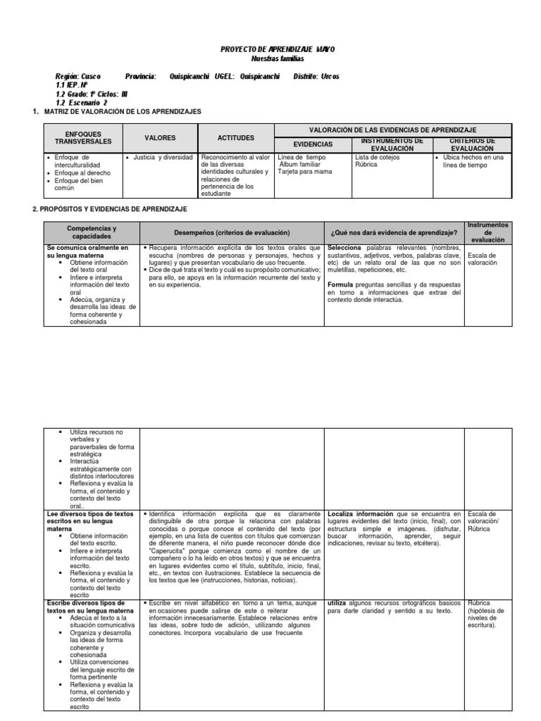 Proyecto de Aprendizaje Mi Familia | PDF | Science | Información