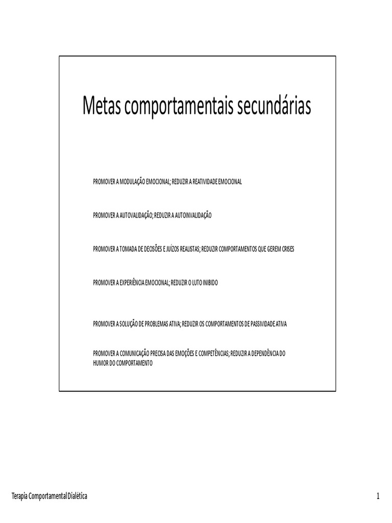 Metas comportamentais secundárias e estratégias de modulação emocional ...