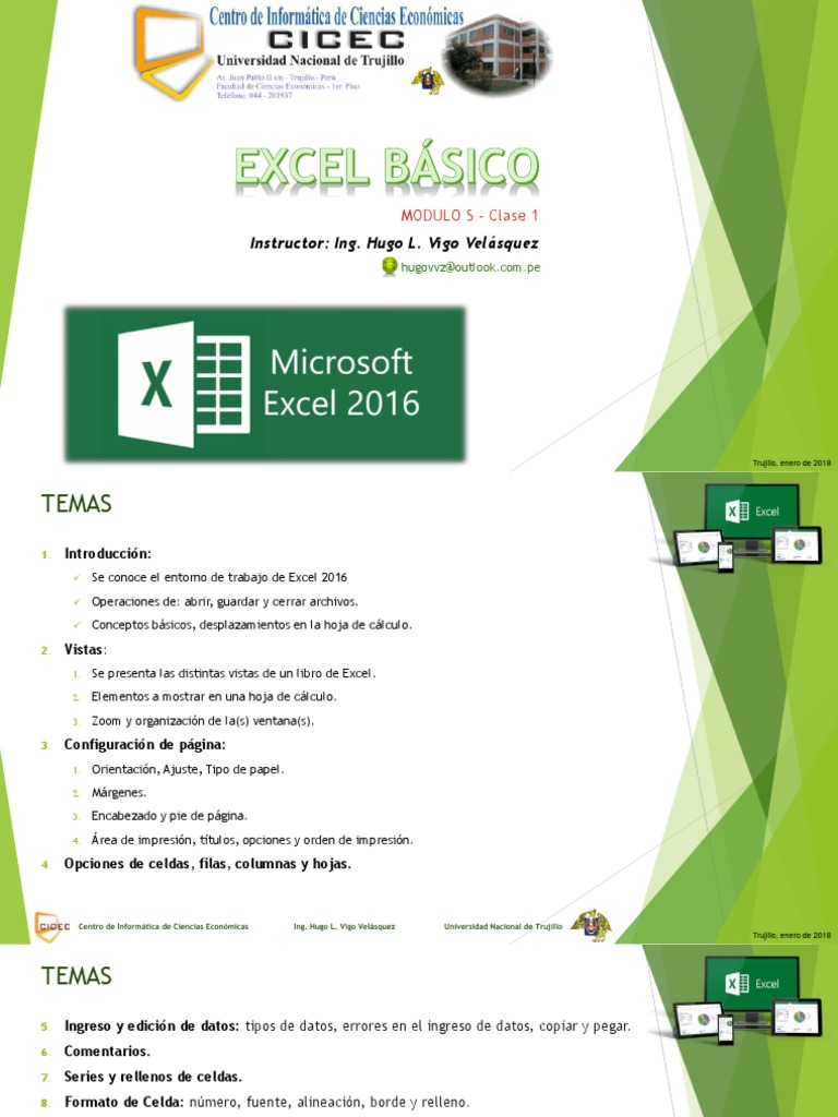 Excel Básico - Clase 1 - S | PDF | Hoja de cálculo | Microsoft Excel