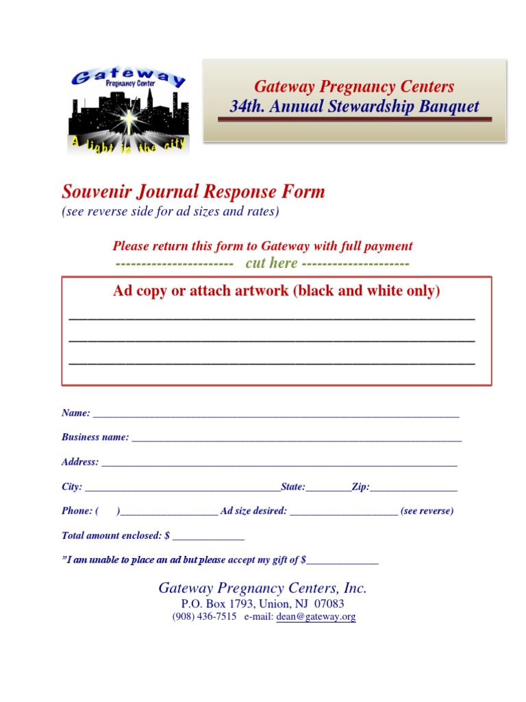 Ad Journal Banquet 2019 Ad Response Form | PDF