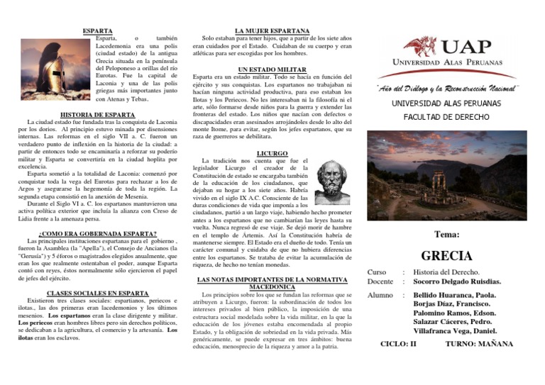 Triptico Grecia 1 | PDF | Esparta | Antigua Grecia