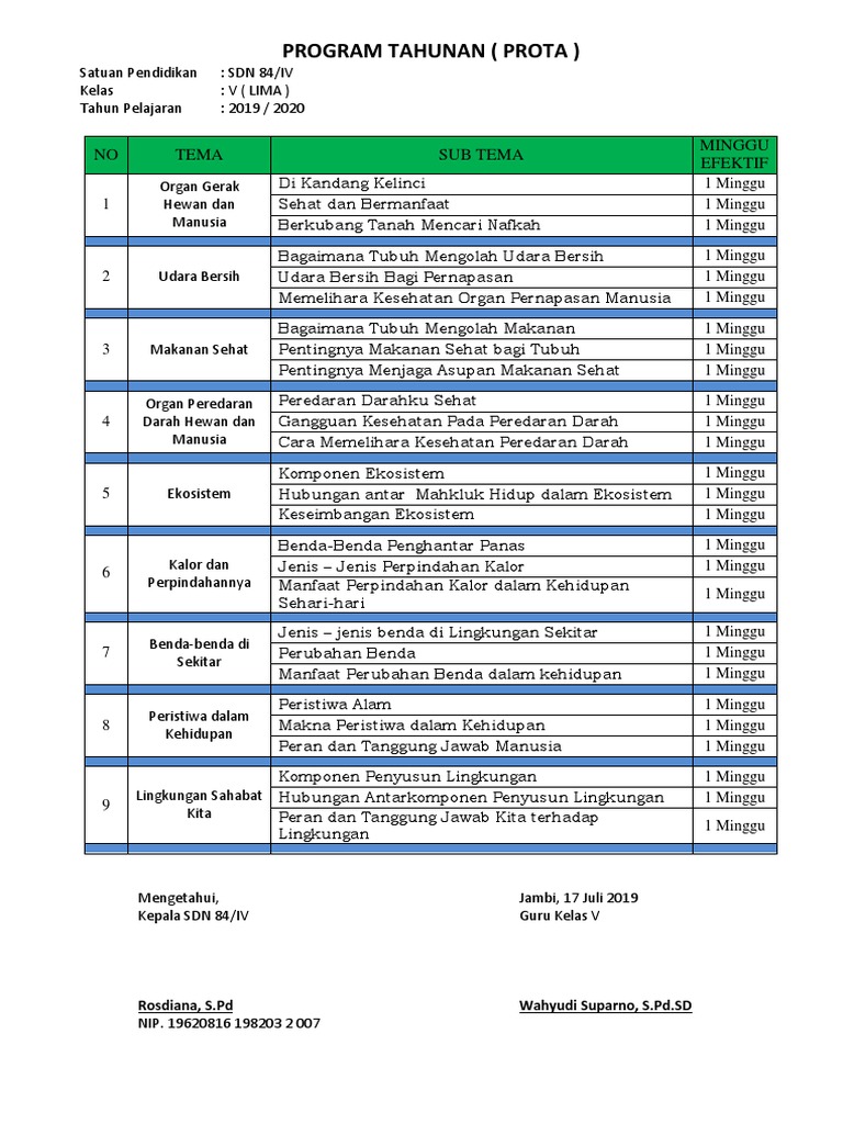 Program Tahunan Kelas 5 | PDF