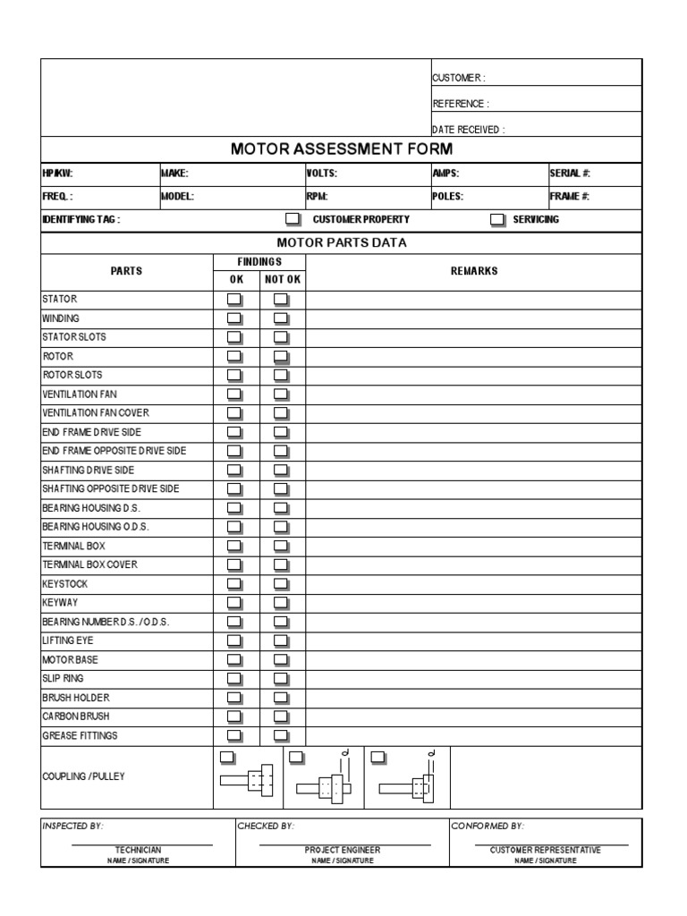 Motor Assessment Inspection Form | PDF