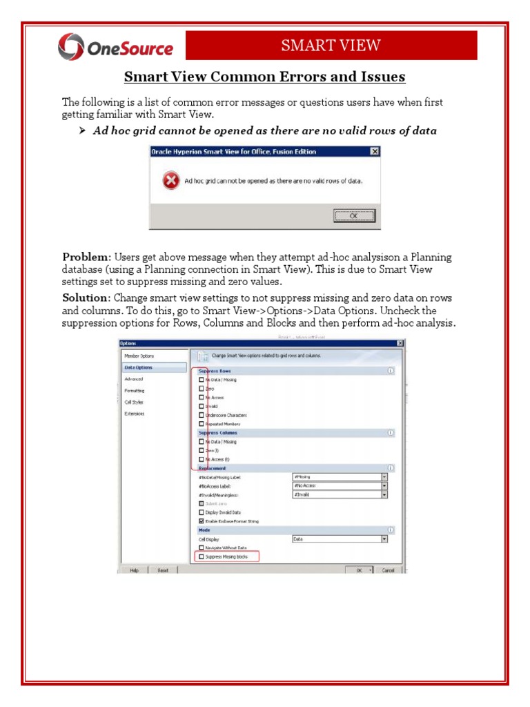 Smart View Common Errors and Issues | PDF