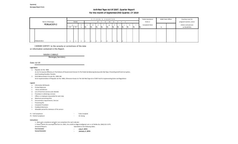 ARTA Form 8.Xls Barangay | PDF | Public Sphere | Social Institutions