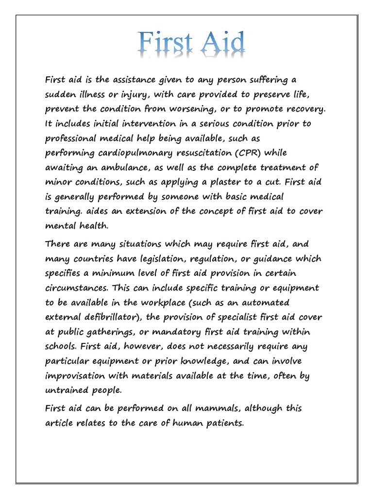 First Aid Project | PDF | First Aid | Public Safety