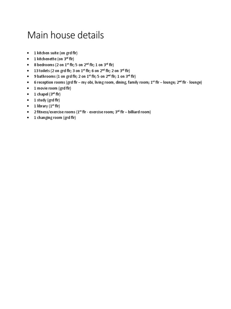 Main House Details: RD ST ND RD ST ND RD ST ND RD ST ND | PDF