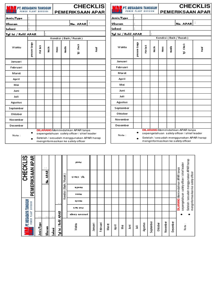Form Cheacklis APAR | PDF