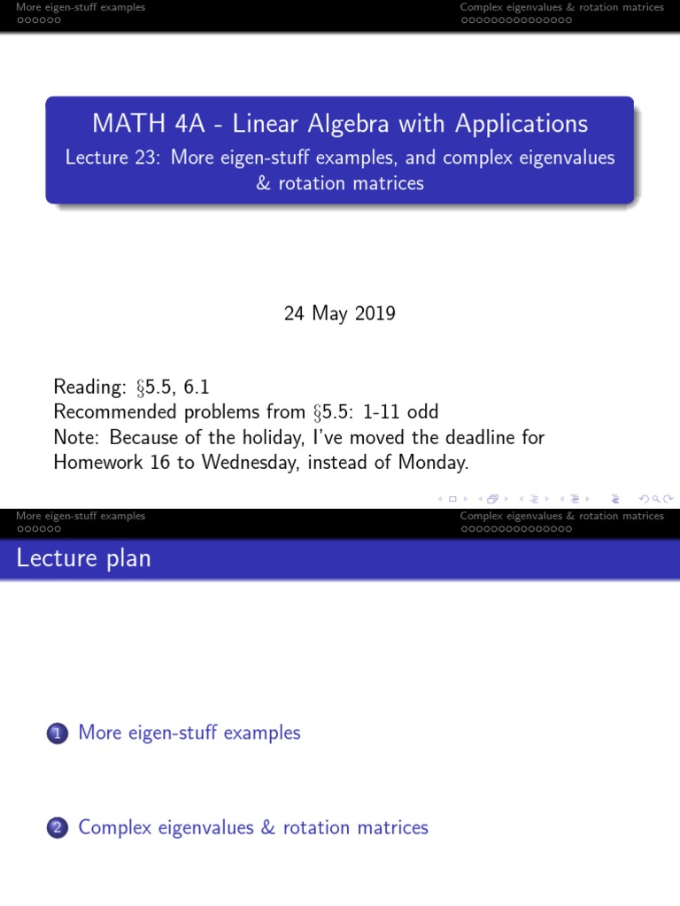 MATH 4A - Linear Algebra With Applications | PDF | Eigenvalues And ...