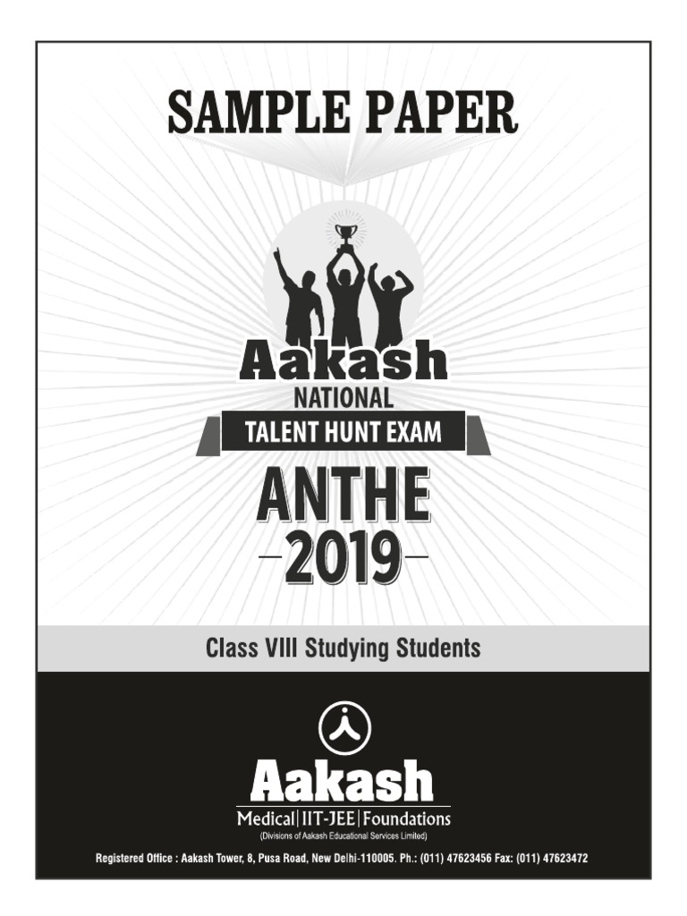 Aakash ANTHE 2019 Sample Paper VIII | PDF | Plastic | Cell (Biology)