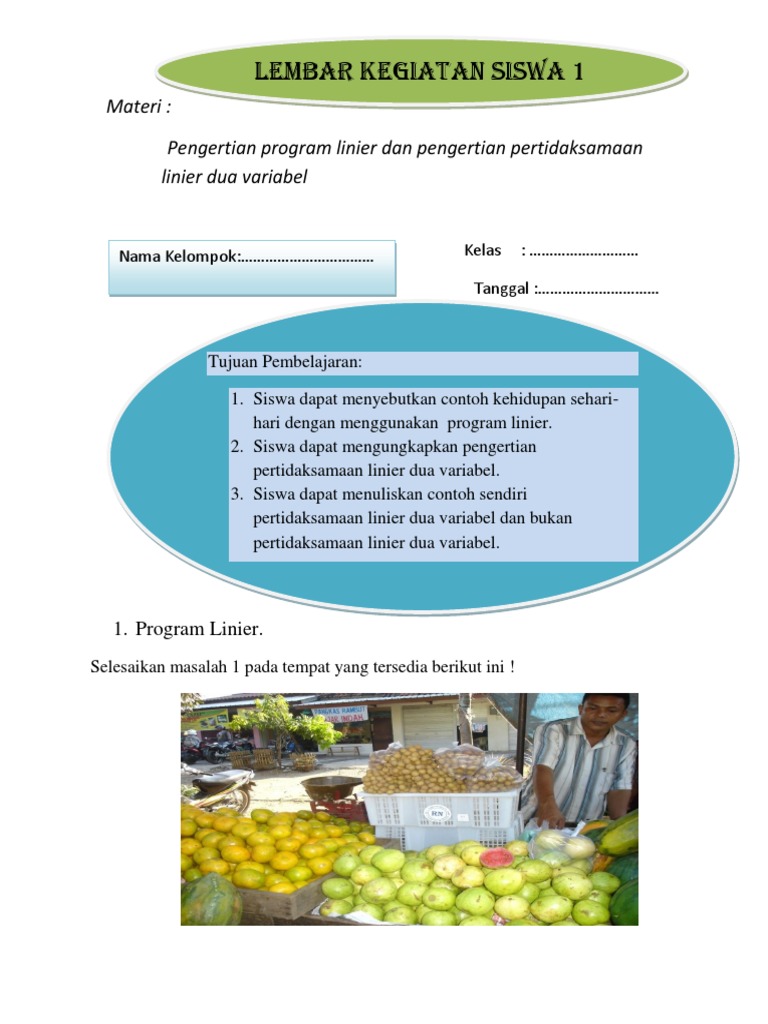 Lks Pertama Program Linier PDF | PDF