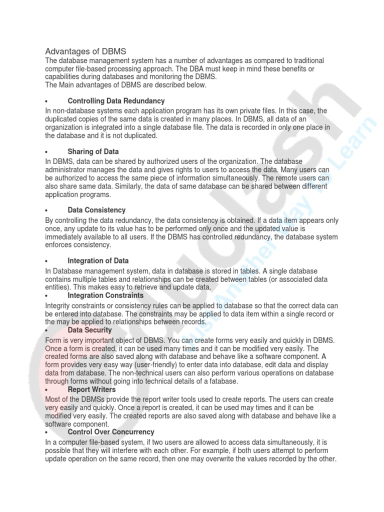 Advantages of DBMS: Controlling Data Redundancy | PDF | Databases | Data