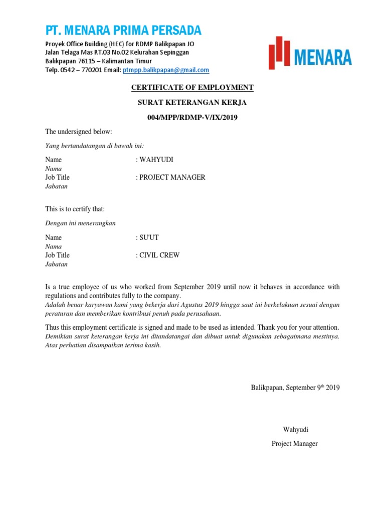 Certificate of Employment | PDF