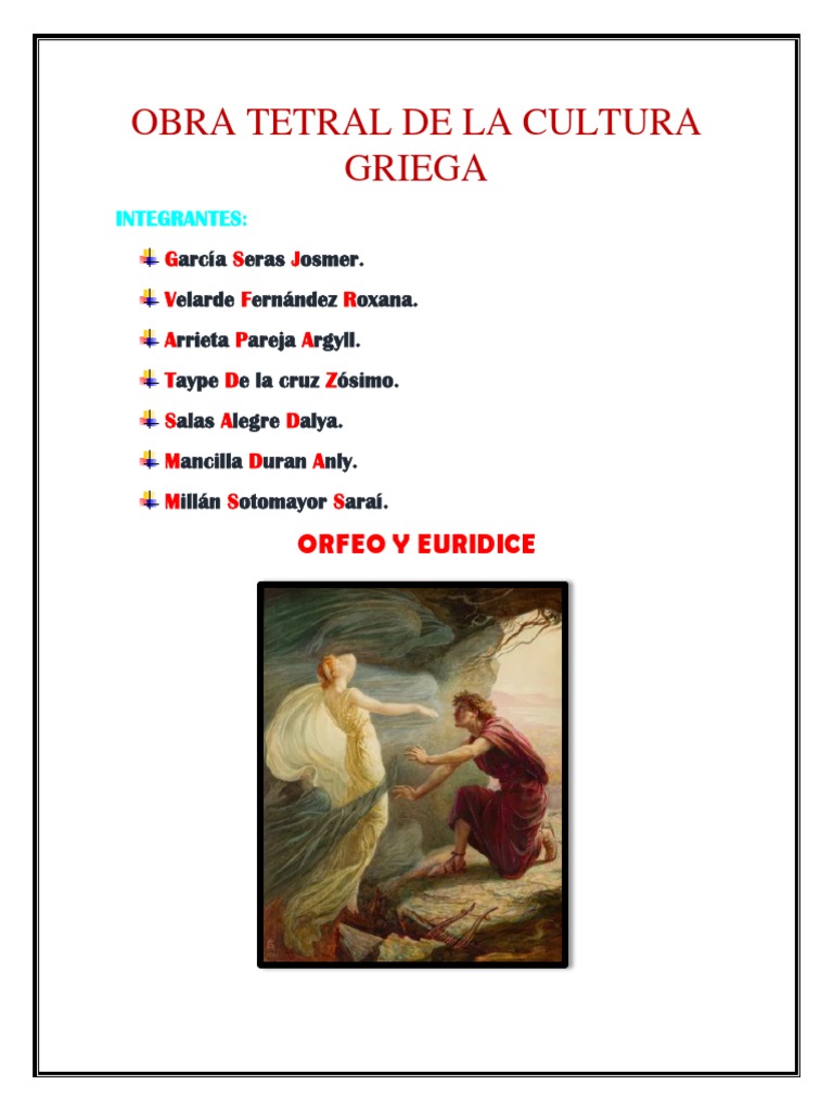 Orfeo y Euridice | PDF | Orfeo | infierno