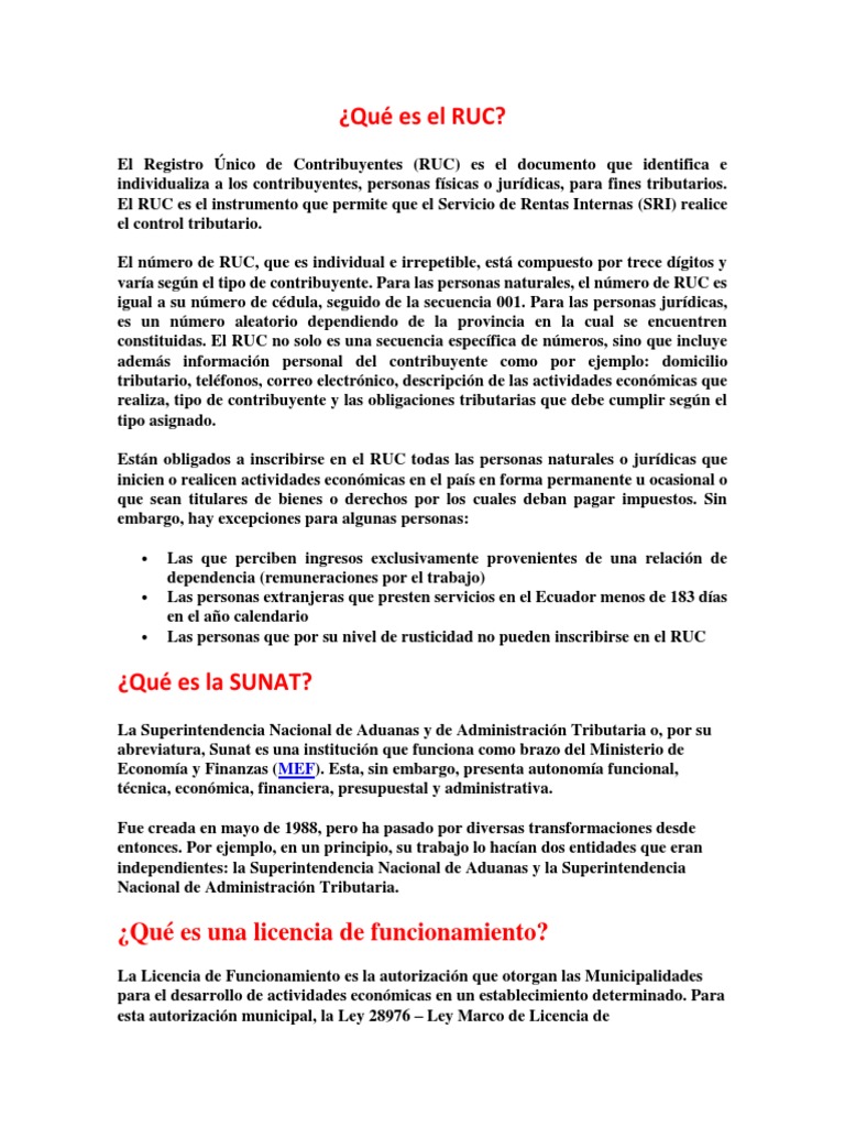 Qué Es El RUC | PDF | Contribuyente | Gobierno