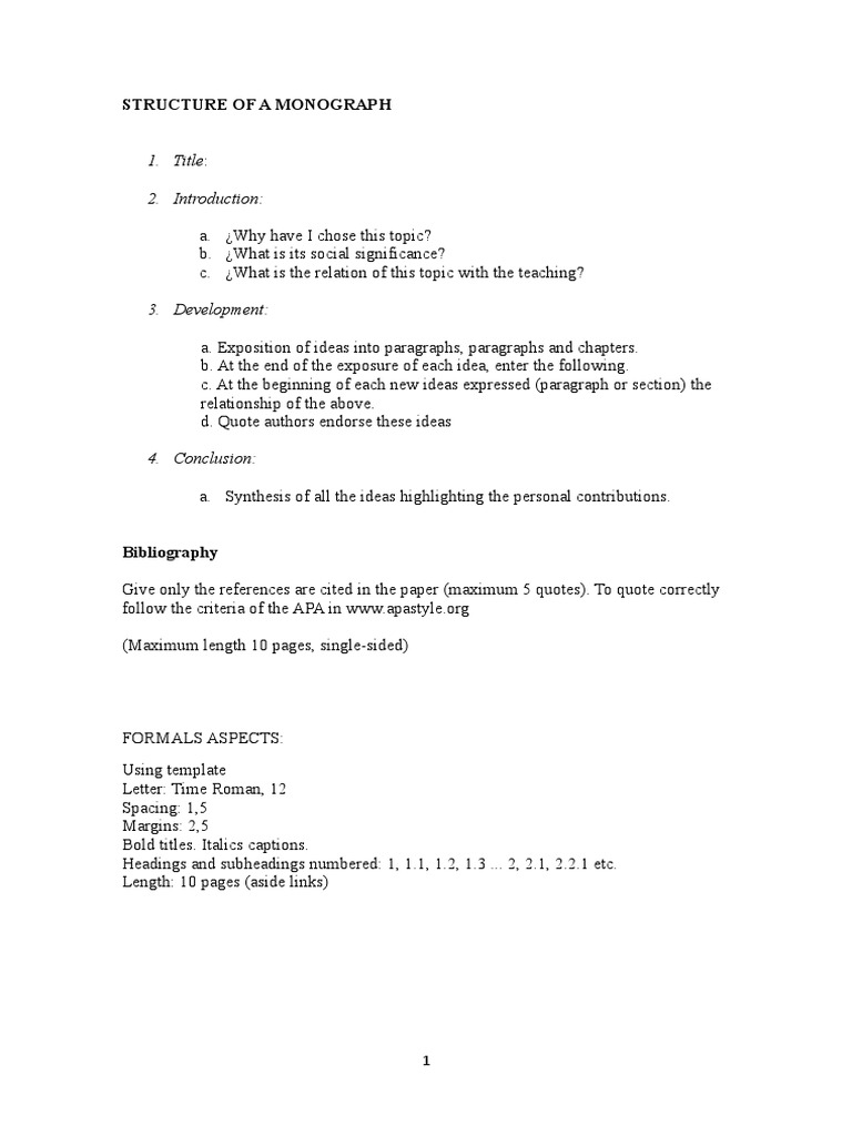 Title:: Structure of A Monograph | PDF