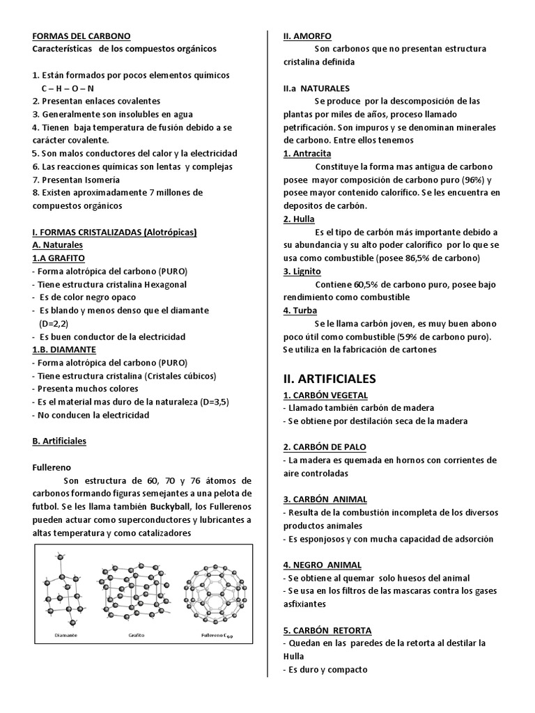 Formas del carbono: amorfo y propiedades | PDF | Alcano | Carbón