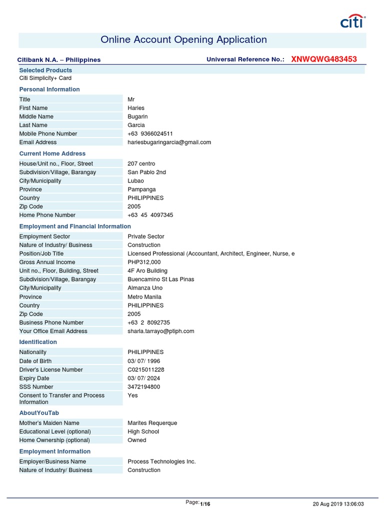 Online Account Opening Application: XNWQWG483453 | PDF | Interest ...