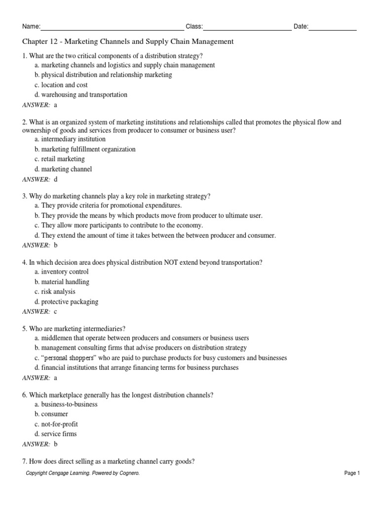 Chapter 12 Marketing Channels and Supply Chain Management | PDF | Cargo ...