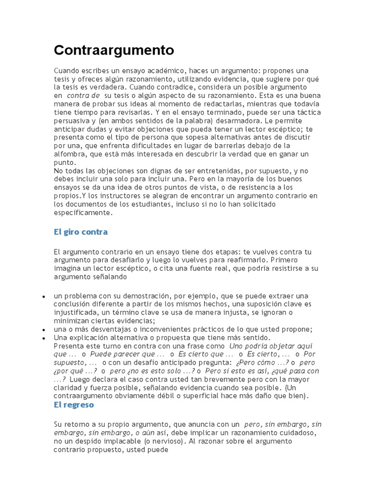 Contra Argumento | PDF | Ensayos | Argumento