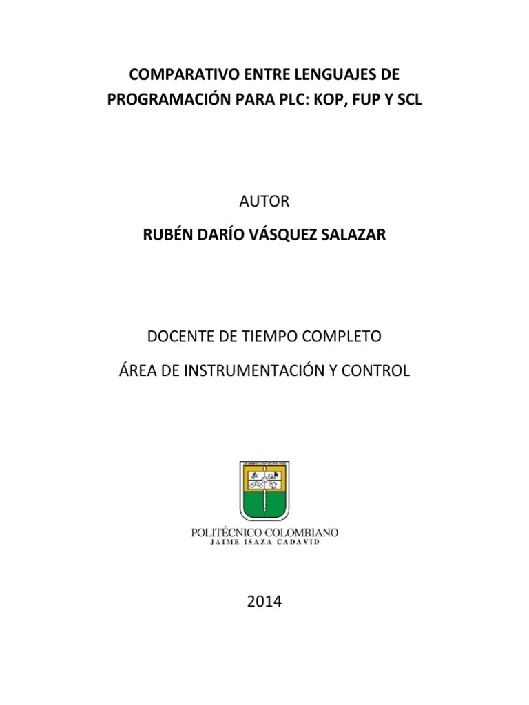 Comparativo Entre Lenguajes de Programación para PLC (Kop, Fup y SCL) v2 | PDF | Lenguaje de ...
