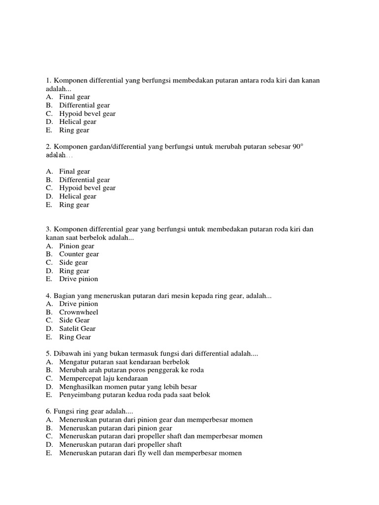 Kumpulan Soal TKR | PDF