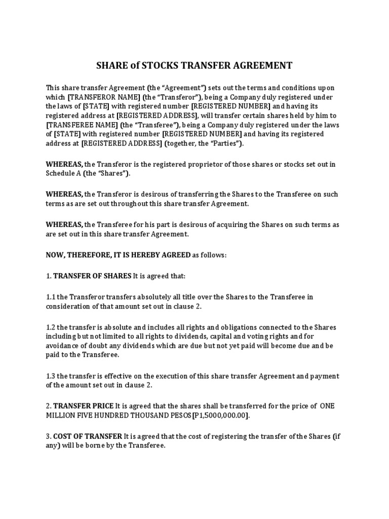 Share Transfer Agreement | PDF | Stocks | Dividend