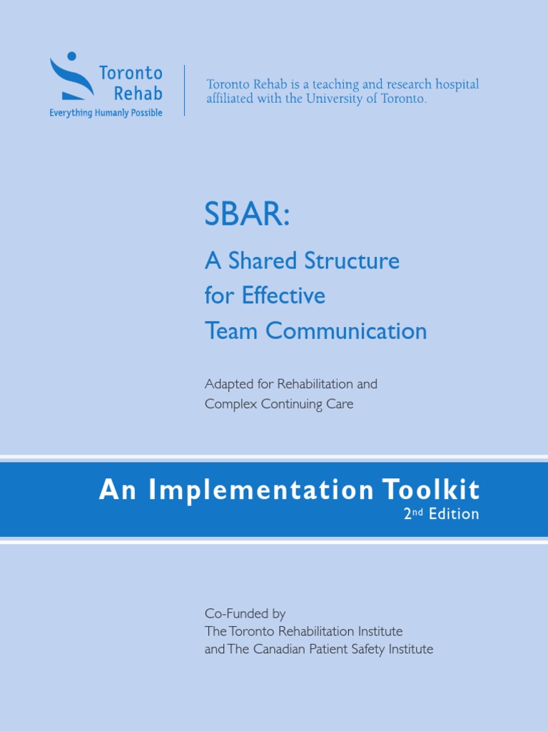Sbar:: An Implementation Toolkit | PDF | Patient Safety | Physical Therapy