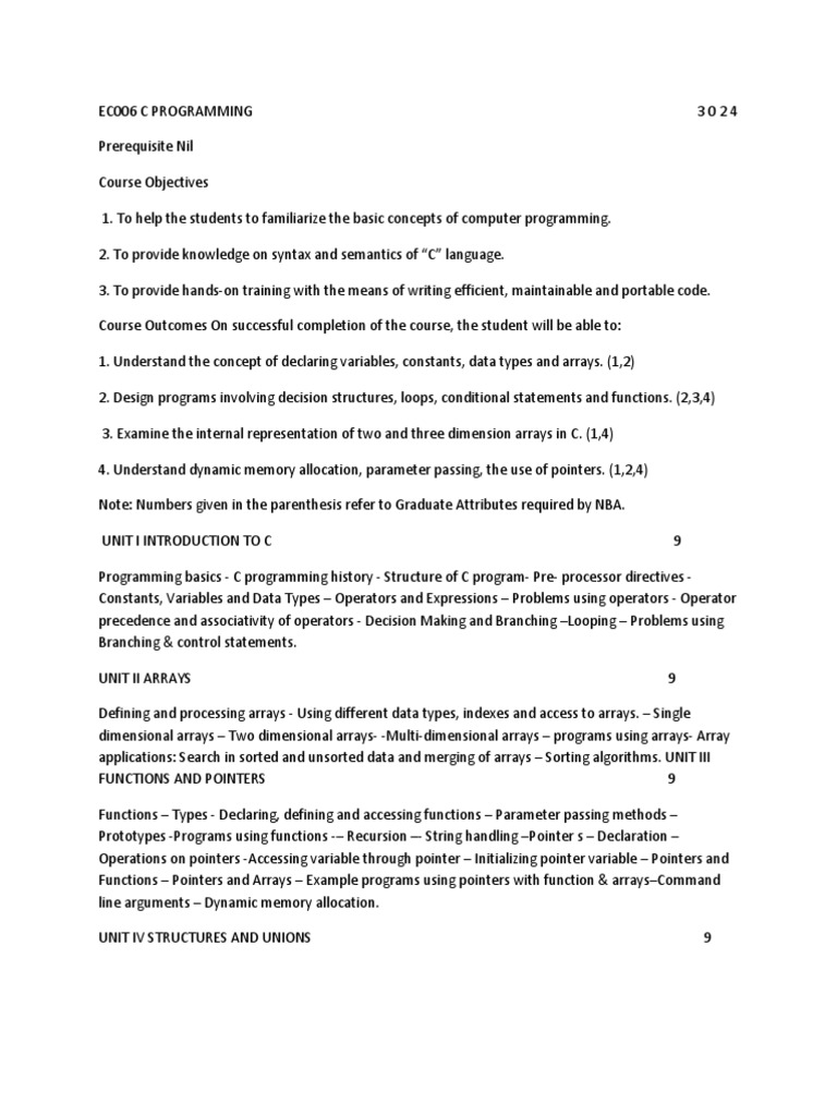 Ec006 C Programming | PDF | Array Data Structure | Pointer (Computer Programming)