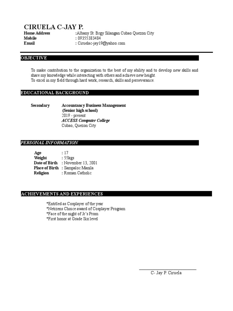C Jay Resume | PDF