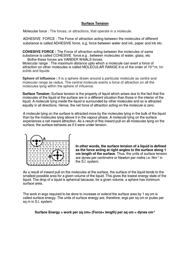 Surface Tension | PDF | Surface Tension | Liquids
