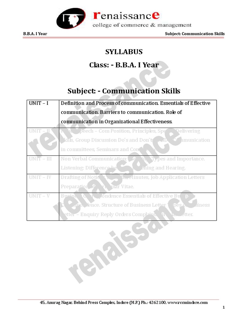 BBA 1st Year Communication Skills Notes | PDF | Communication | Information