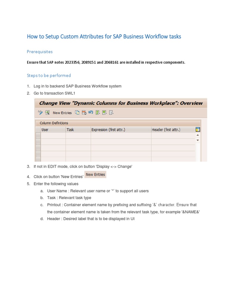 How To Setup Custom Attributes For SAP Business Workflow Tasks | PDF